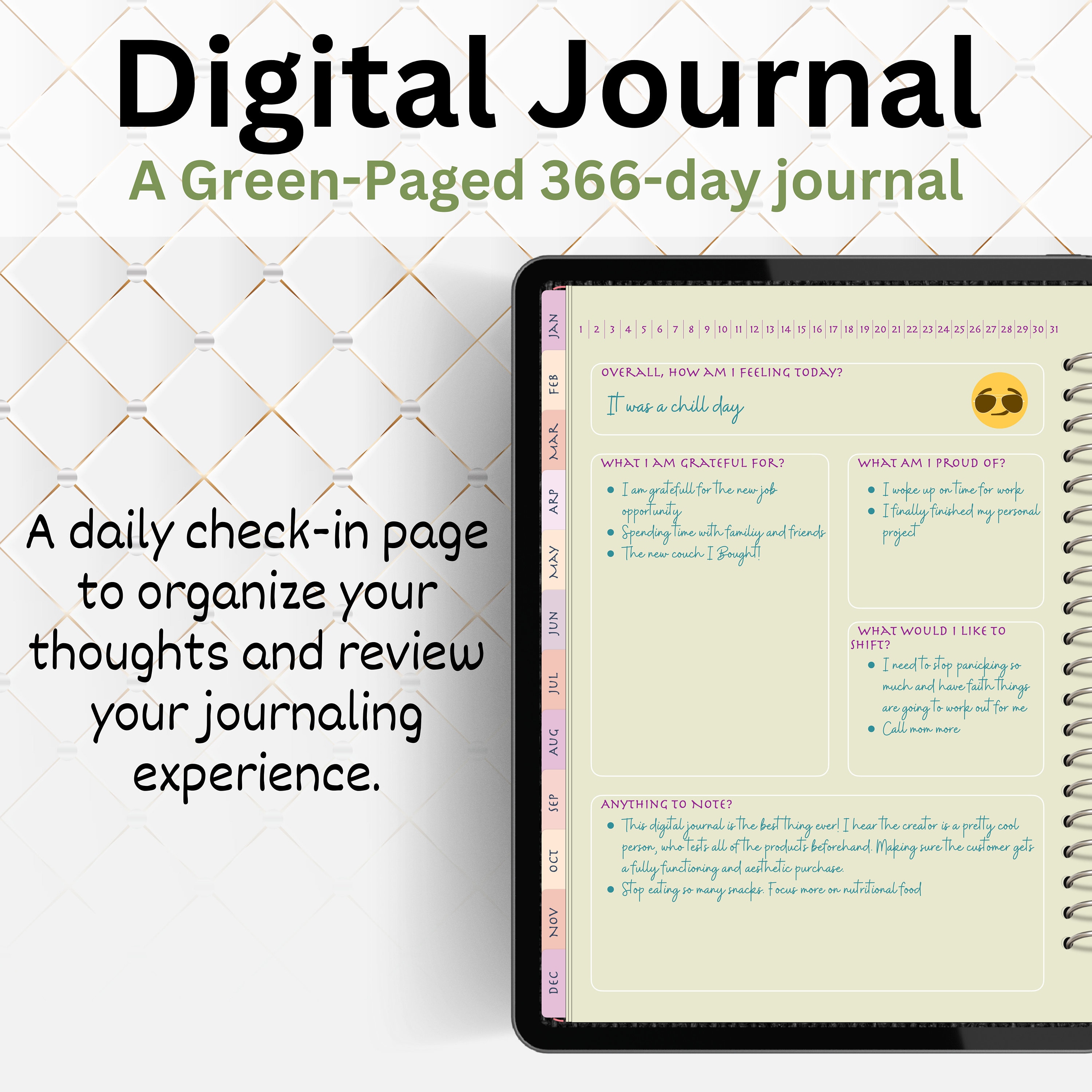 366-day Daily, Green-paged Digital Journal: Dive Into Daily Reflection ...