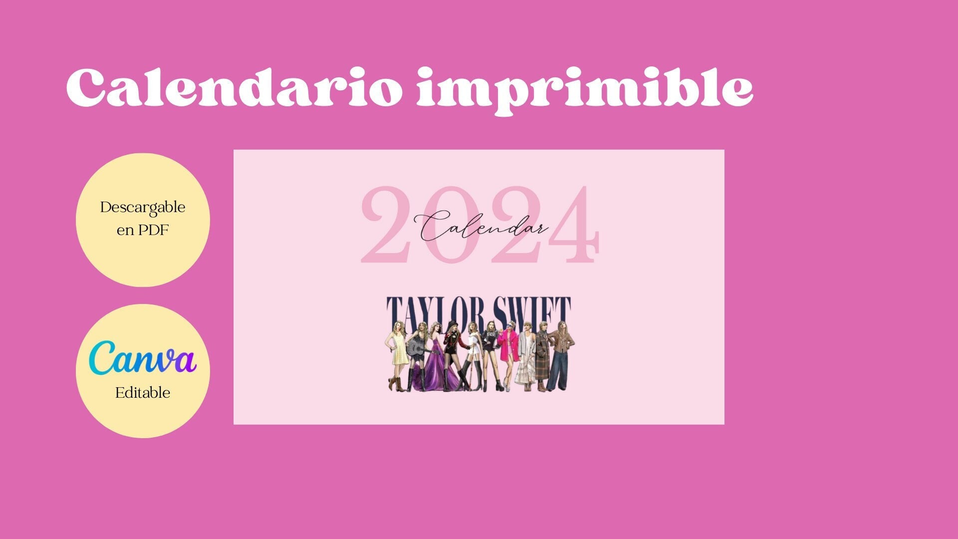 Taylor Swift the Eras Calendar 2024, Printable 2024 Monthly Calendar ...
