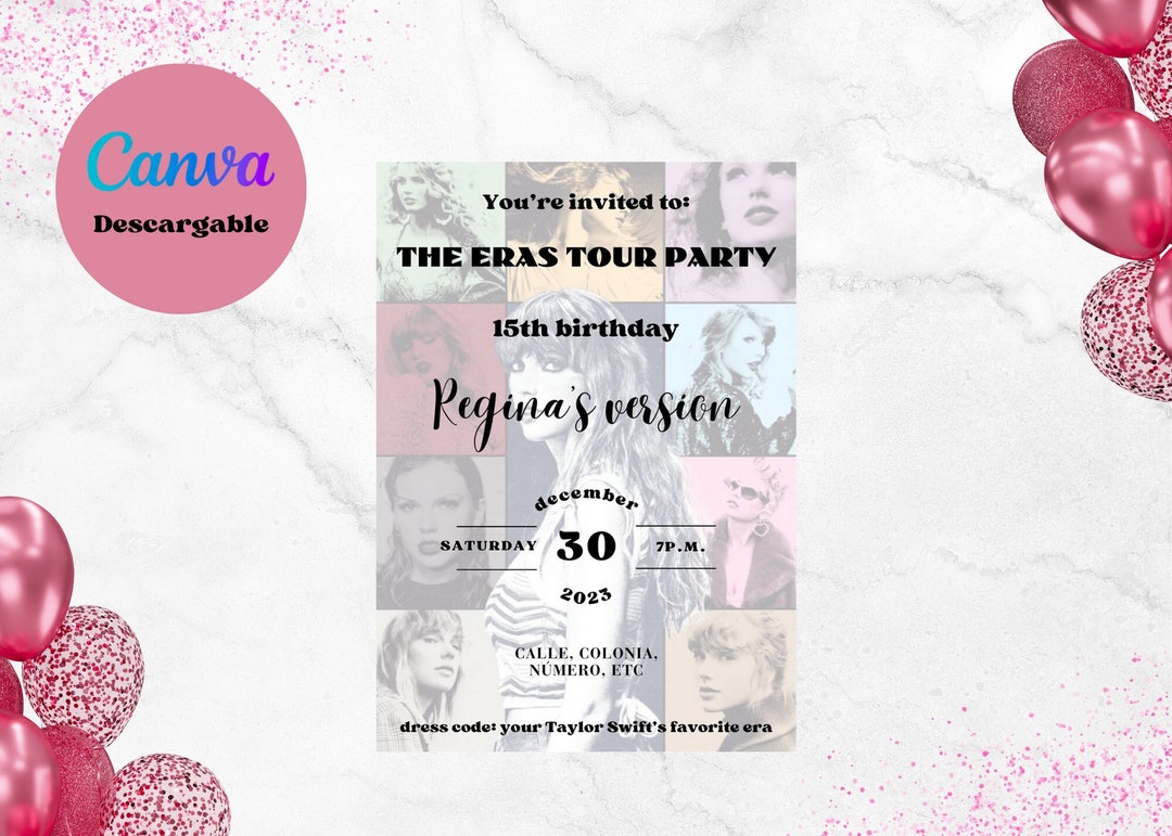The Eras Tour Taylor Swift Editable Invitation for Birthday Party ...