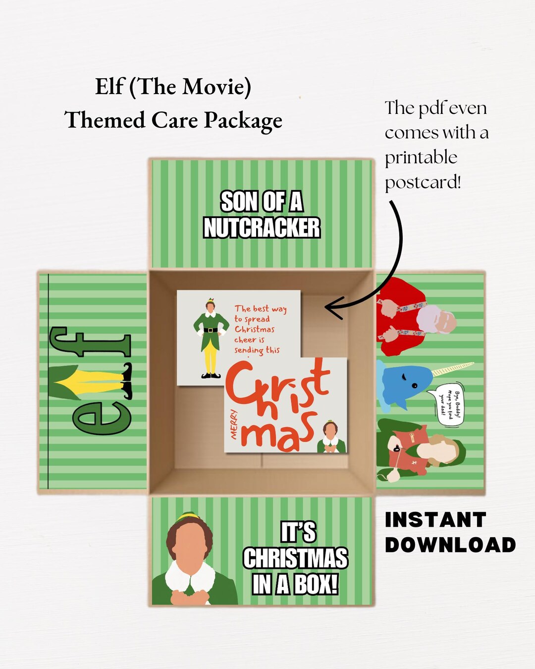 Elf Movie Christmas Care Package USPS Box Flap Decorations: Buddy the ...