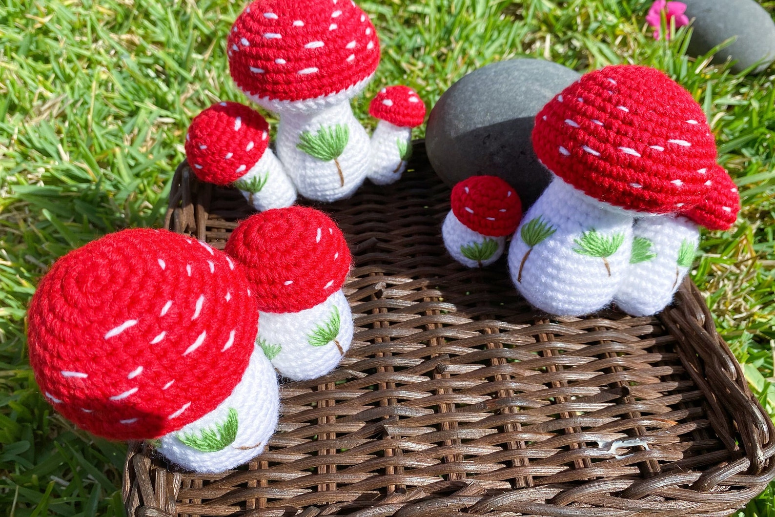 Mushroom Crochet Pattern, Red Mushrooms Set of 3 ,digital PDF Crochet ...