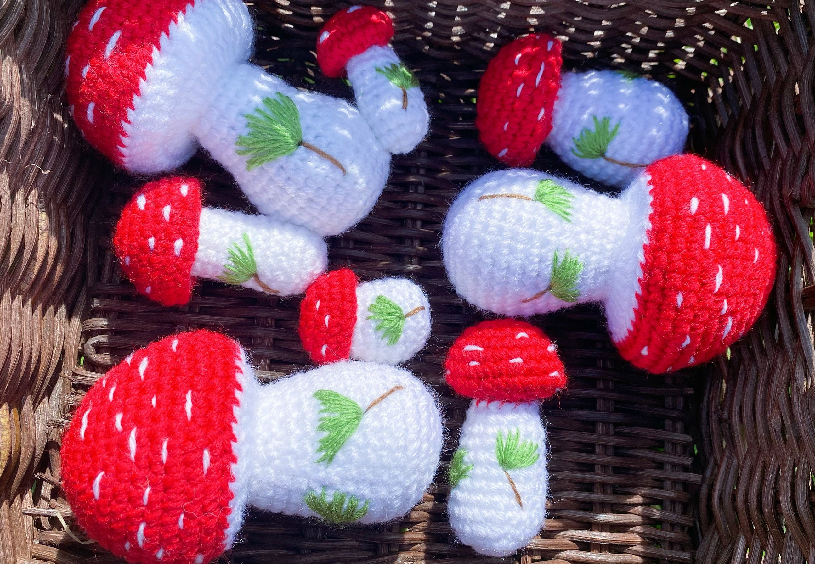 Mushroom Crochet Pattern, Red Mushrooms Set of 3 ,digital PDF Crochet ...