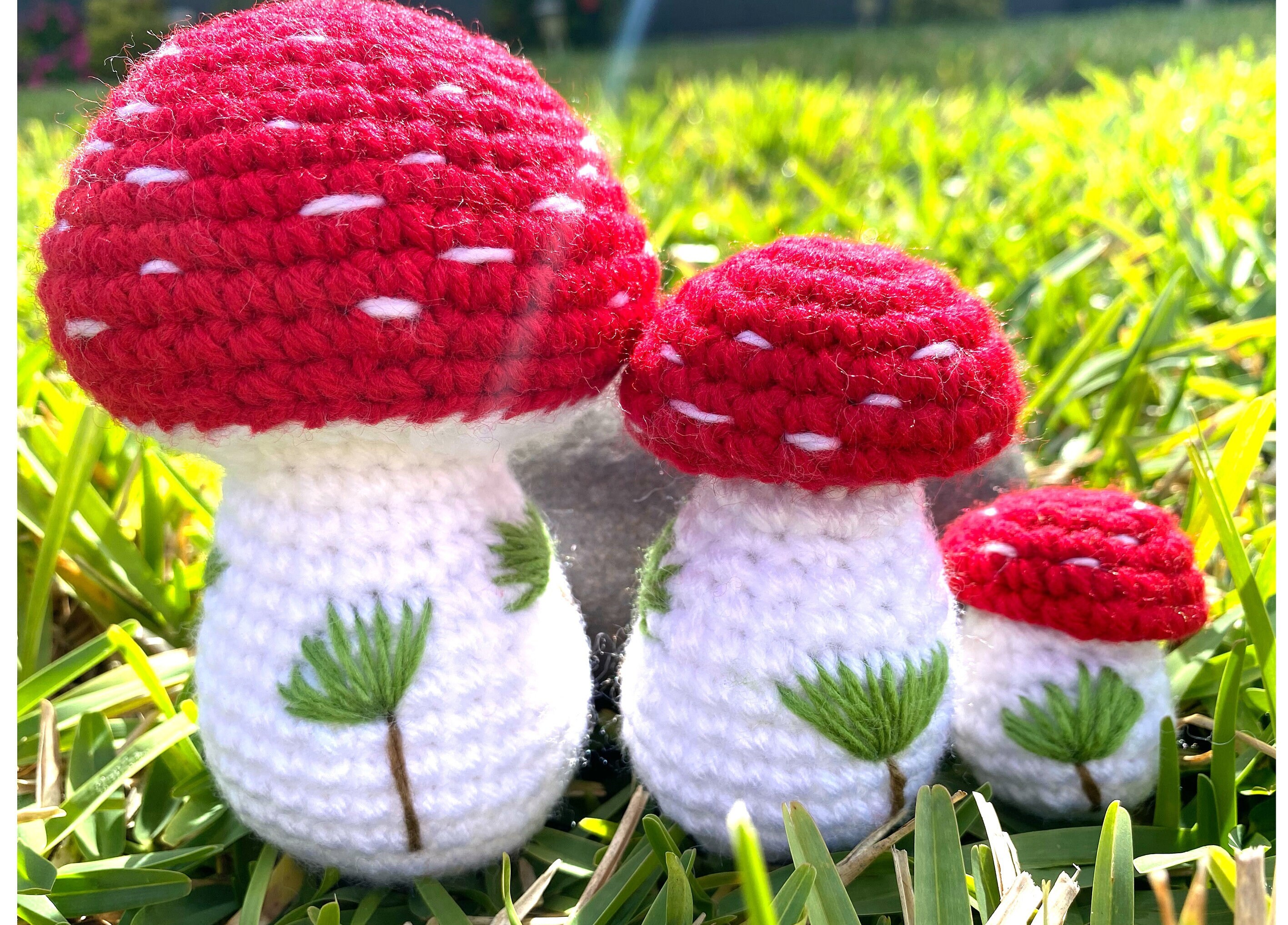 Mushroom Crochet Pattern, Red Mushrooms Set of 3 ,digital PDF Crochet ...