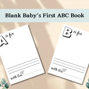 Blank Alphabet Book, ABC Coloring Book Baby Shower Game, Babyshower ...