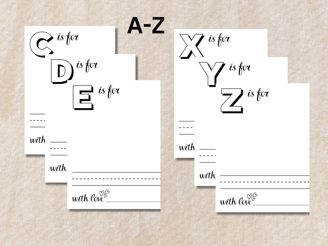 Blank Alphabet Book, ABC Coloring Book Baby Shower Game, Babyshower ...