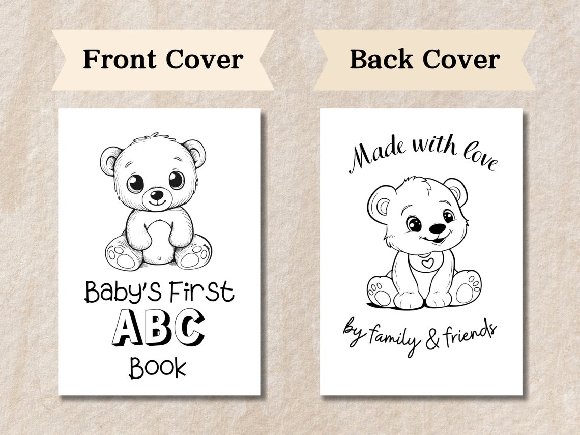 Blank Alphabet Book, ABC Coloring Book Baby Shower Game, Babyshower ...