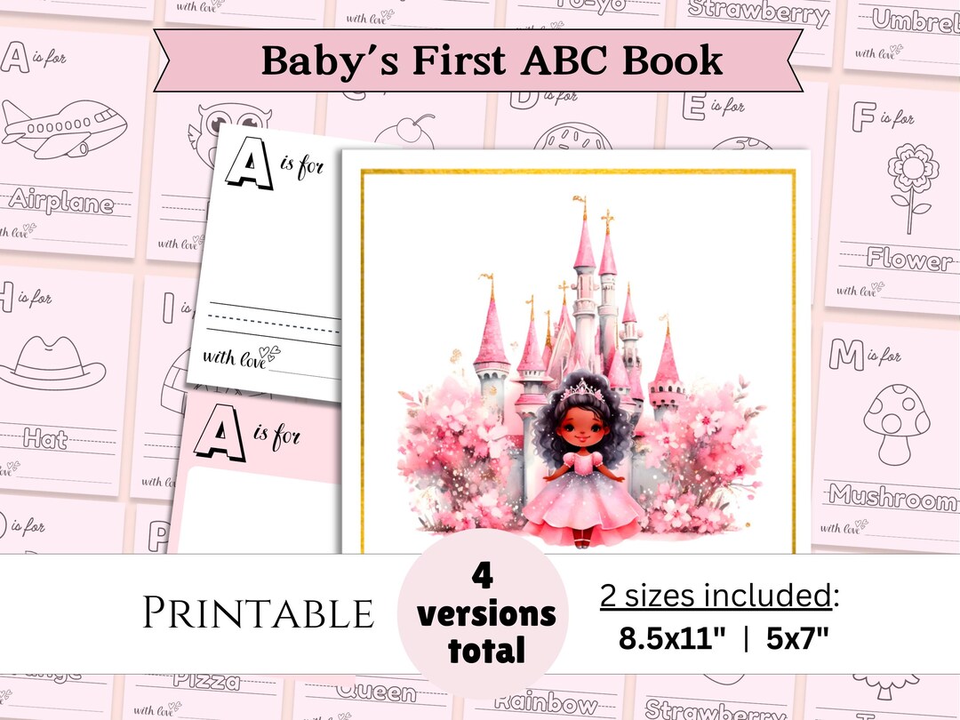 Magical Princess ABC Baby Shower Book, Pink Royal Baby Memory Keepsake ...