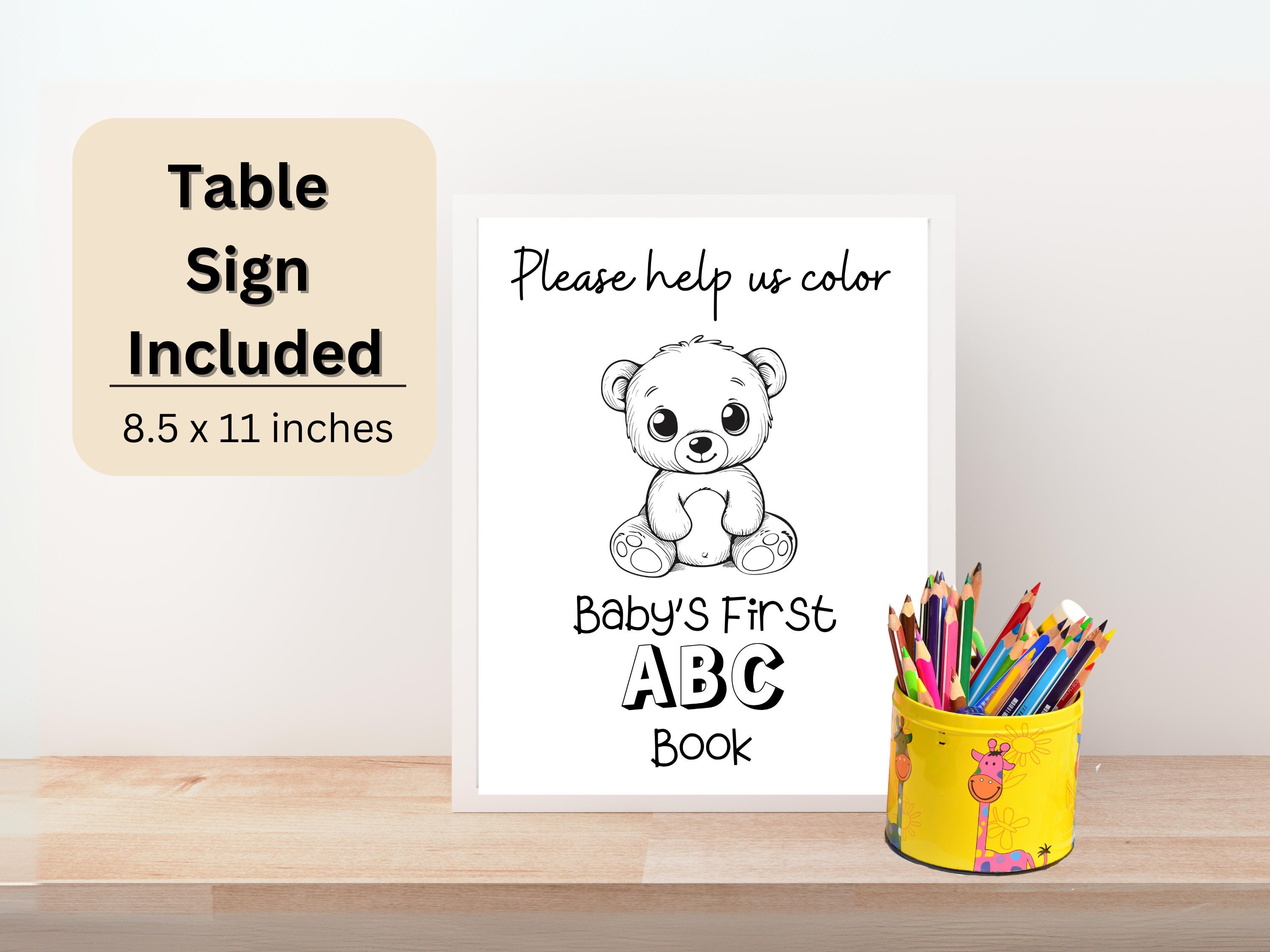 Blank Alphabet Book, ABC Coloring Book Baby Shower Game, Babyshower ...