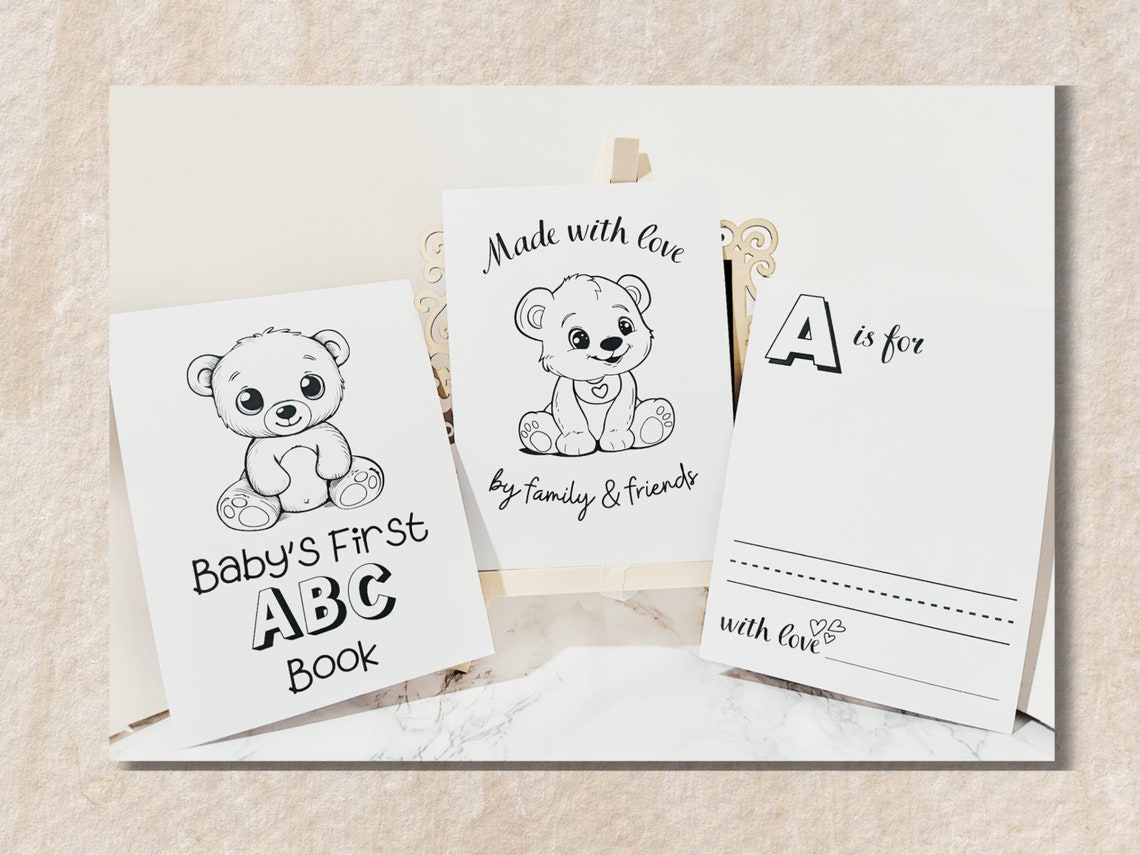 Blank Alphabet Book, ABC Coloring Book Baby Shower Game, Babyshower ...
