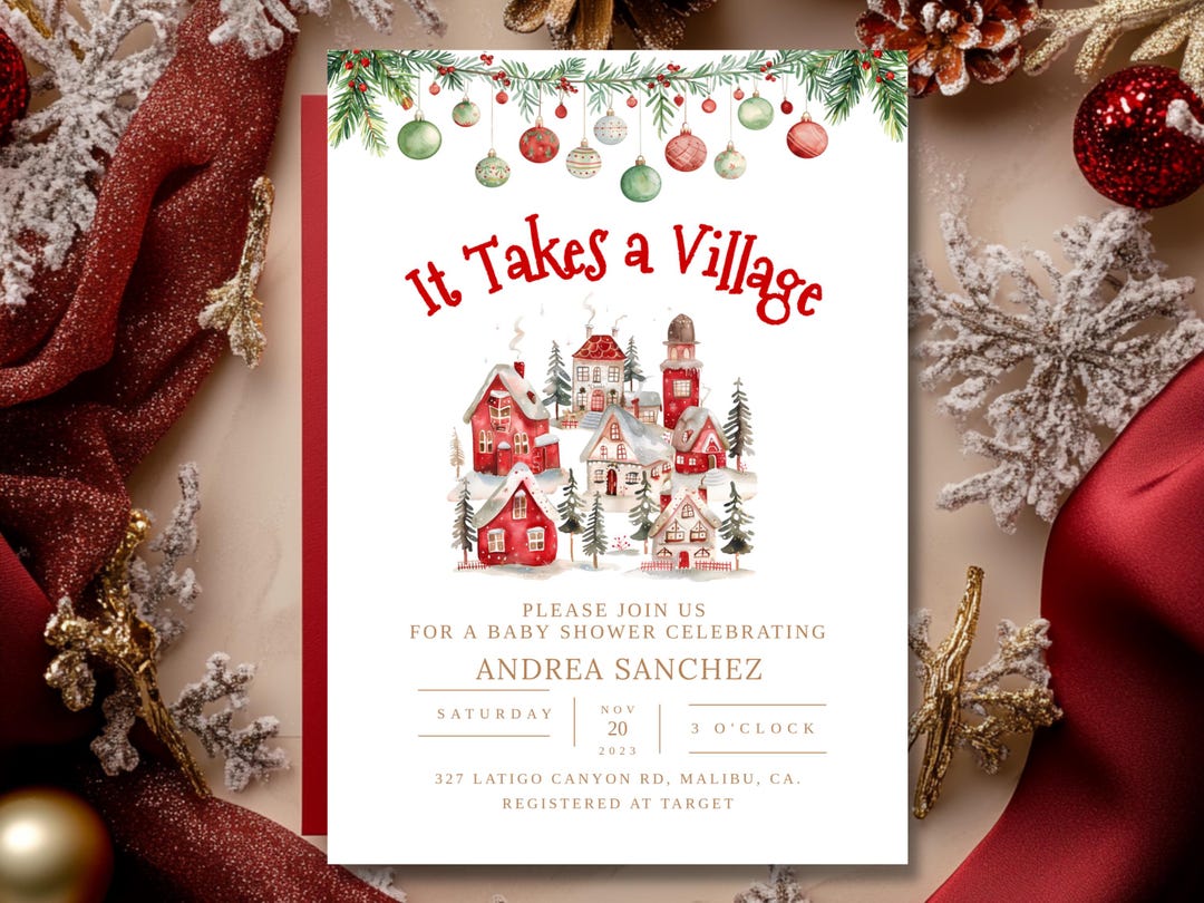 It Takes a Village Baby Shower Invitation Winter, Gender Neutral ...