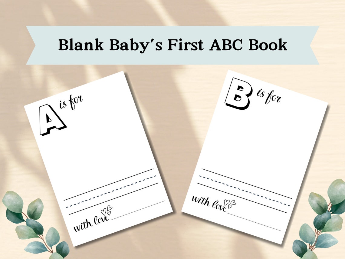 Blank Alphabet Book, ABC Coloring Book Baby Shower Game, Babyshower ...
