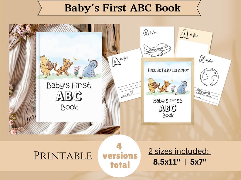 Winnie-the-pooh ABC Baby Shower Coloring Book: Activity Keepsake ...