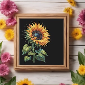 Modern Sunflower Embroidery Pattern - Easy DIY Digital Cross Stitch - Etsy