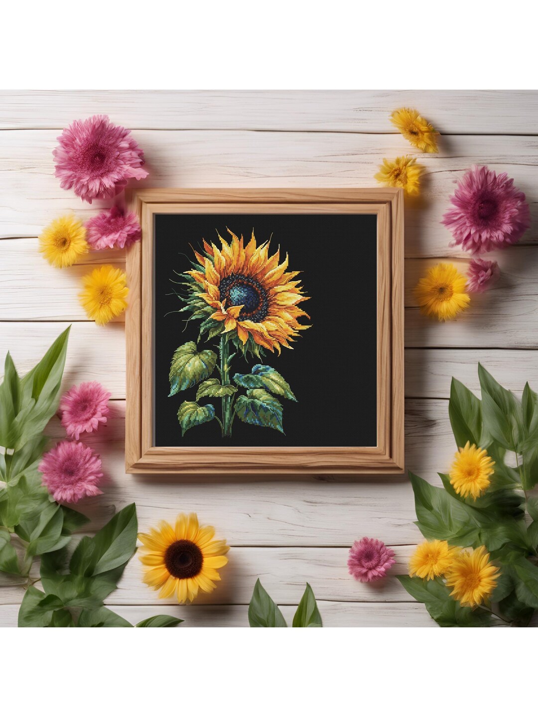Modern Sunflower Embroidery Pattern - Easy DIY Digital Cross Stitch - Etsy