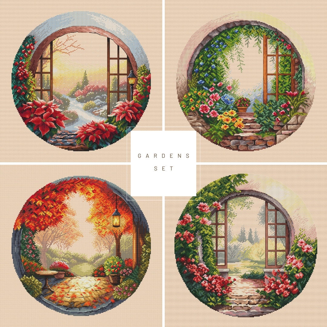 Season Gardens Cross Stitch Pattern: Modern Nature Design (PDF) - Etsy