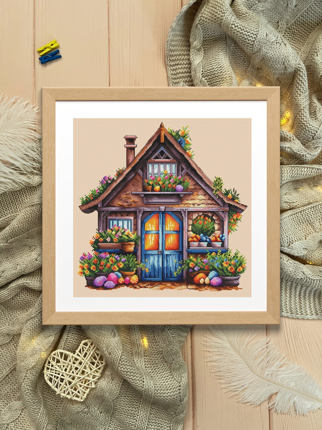 Spring House Cross Stitch Pattern, Digital Design, House Modern Cross ...