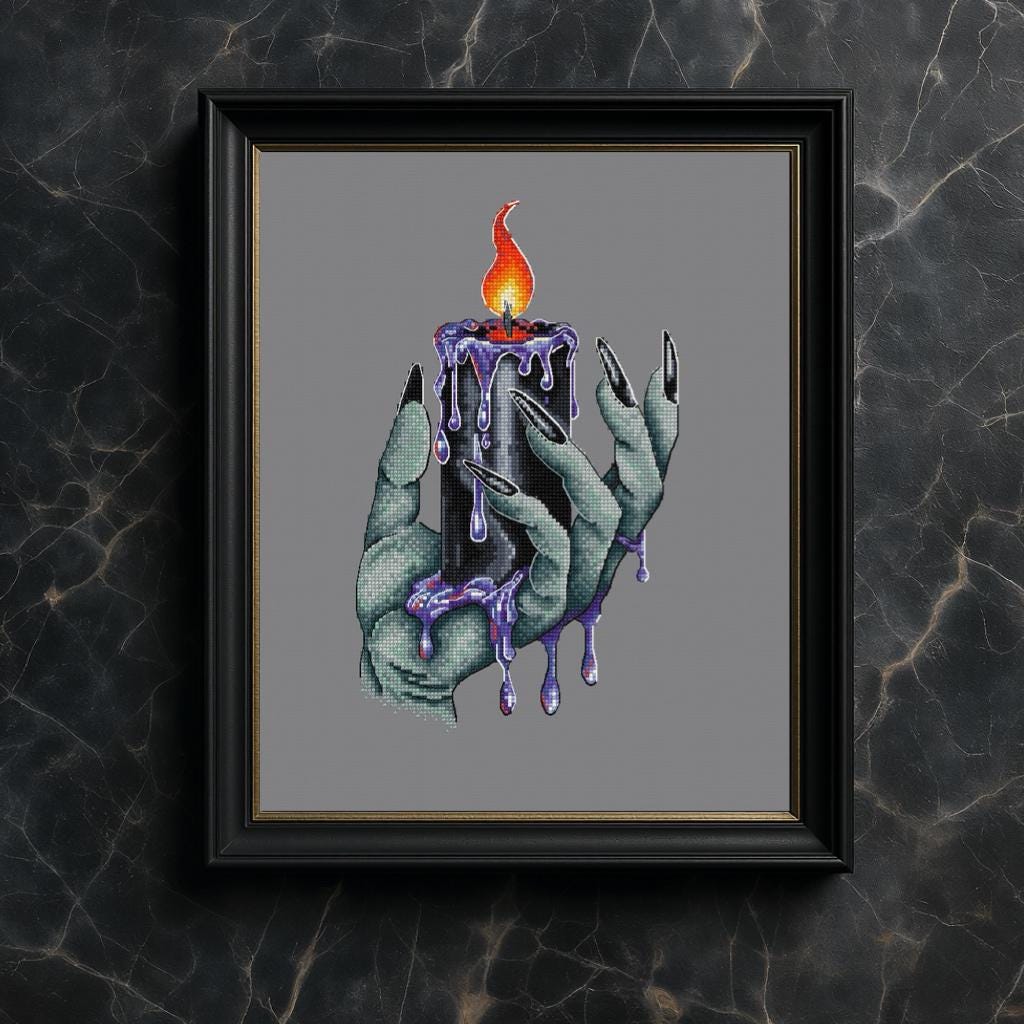 Cursed Flame Cross Stitch Pattern PDF | Gothic Embroidery | Dark ...