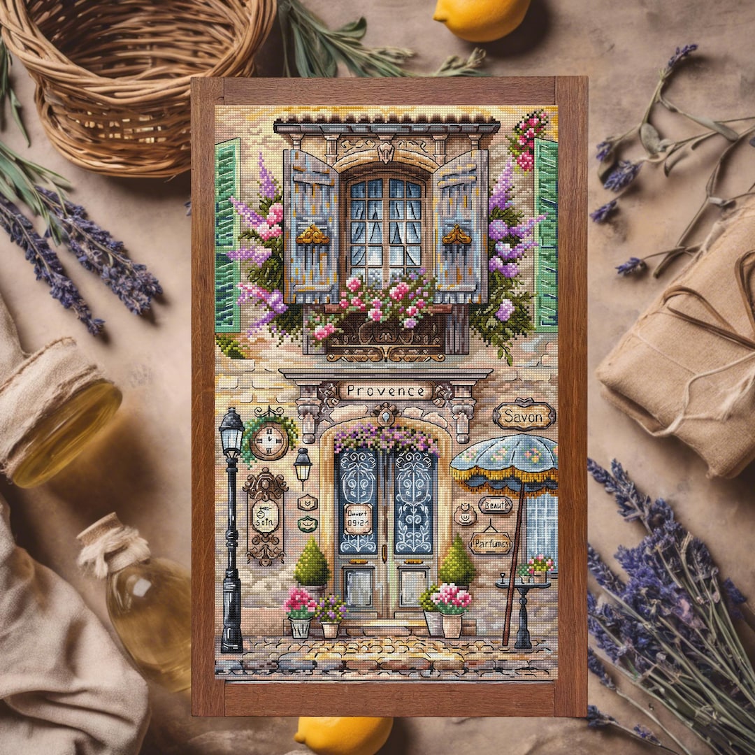 Provence Shop Cross Stitch Pattern PDF, French Street Embroidery Design ...