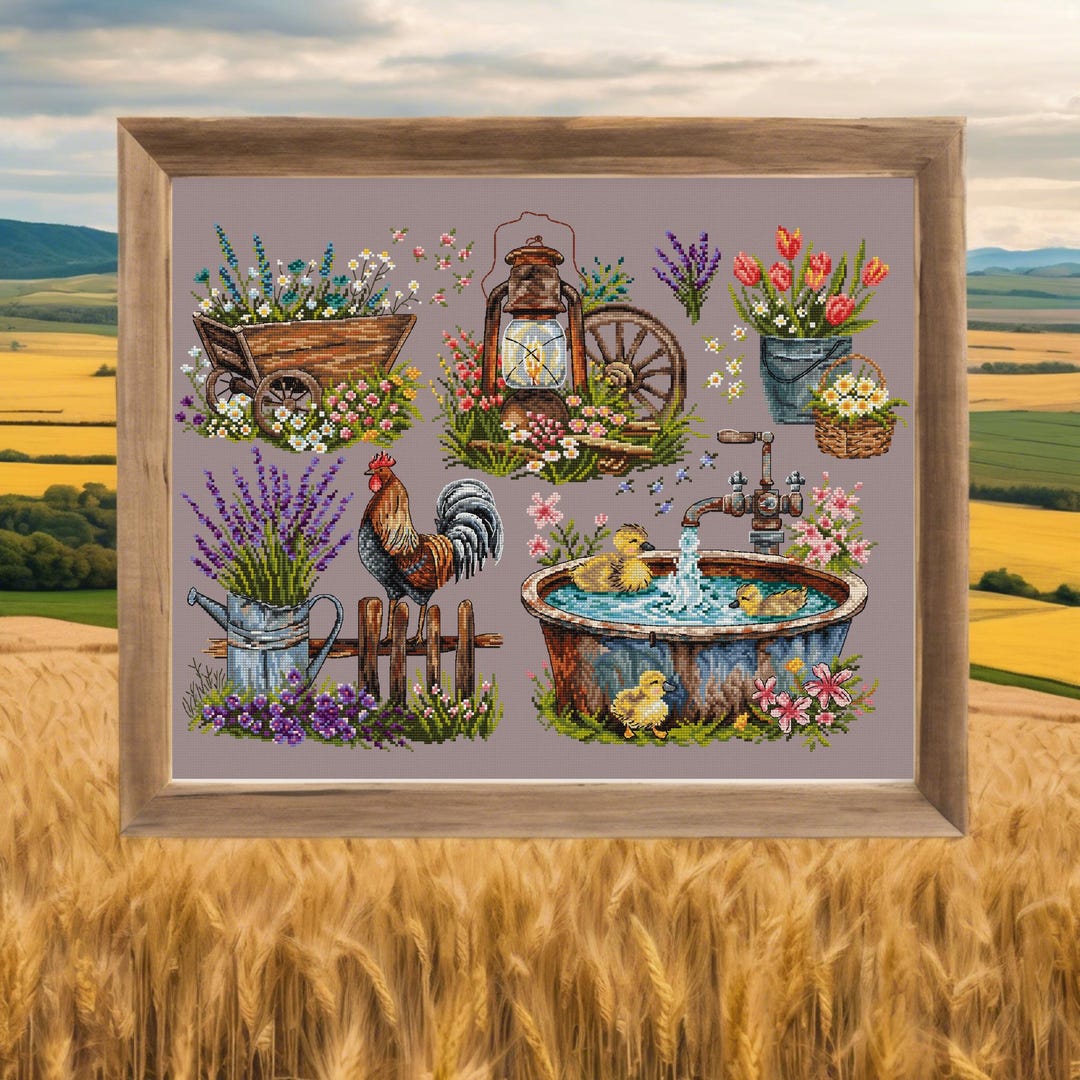 Garden Sampler Cross Stitch Pattern: Rustic Farmhouse Decor (PDF) - Etsy