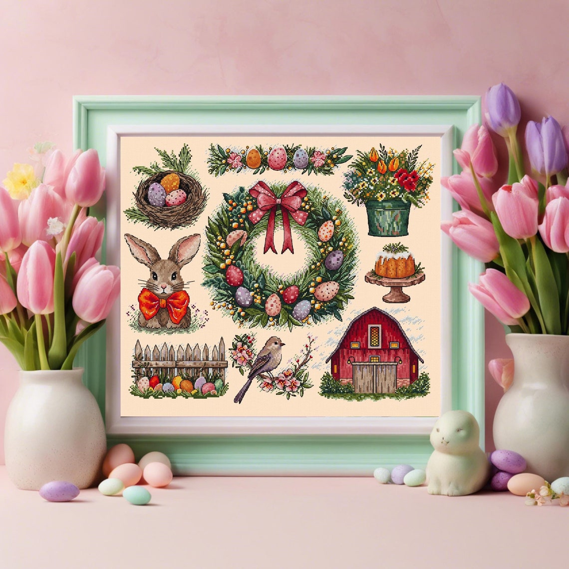 Easter Sampler Cross Stitch Pattern - Instant Download PDF - Etsy