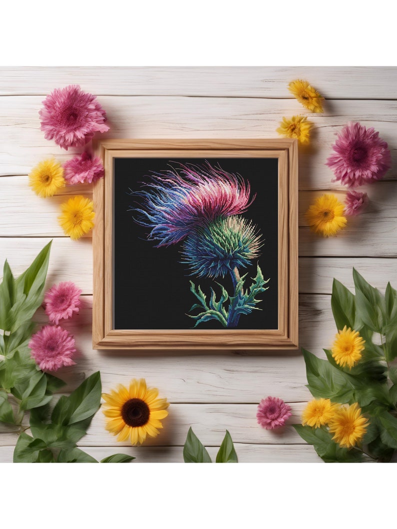 Modern Thistle Cross Stitch Pattern - Minimalistic Floral Design - Etsy