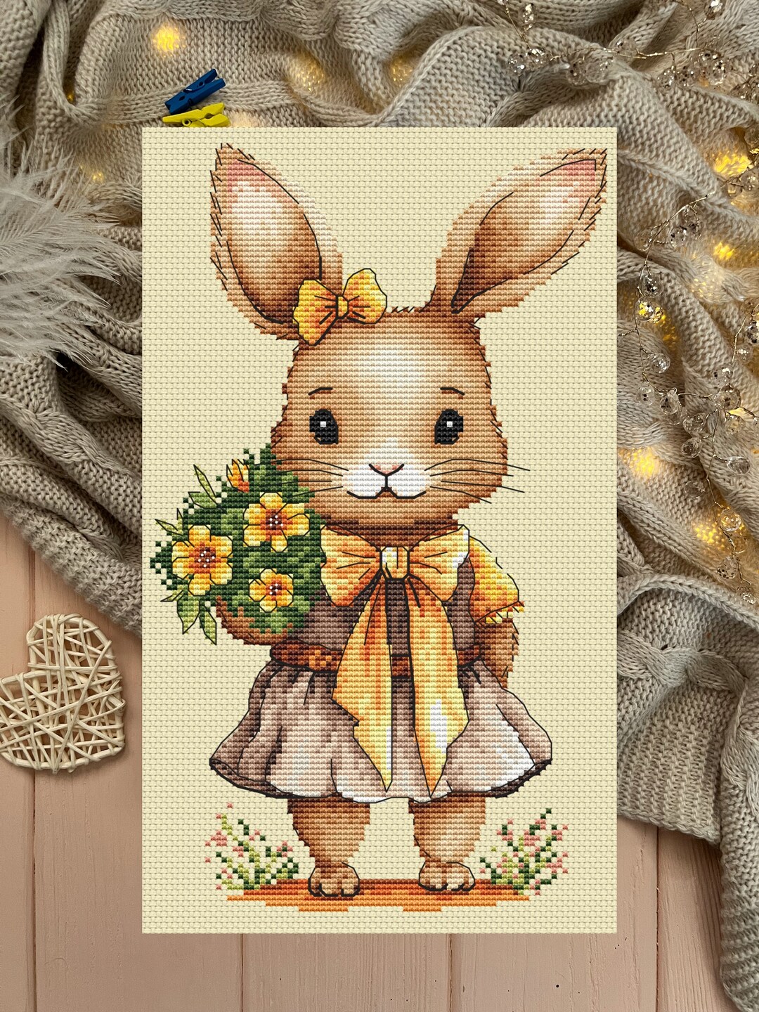 Easter Rabbit Cross Stitch Pattern: Spring Nature Design (PDF) - Etsy