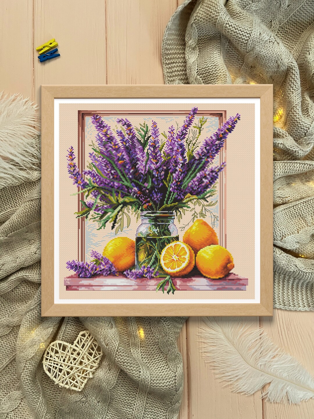 Lavender Cross Stitch Pattern, Digital Design, Nature Modern Cross ...