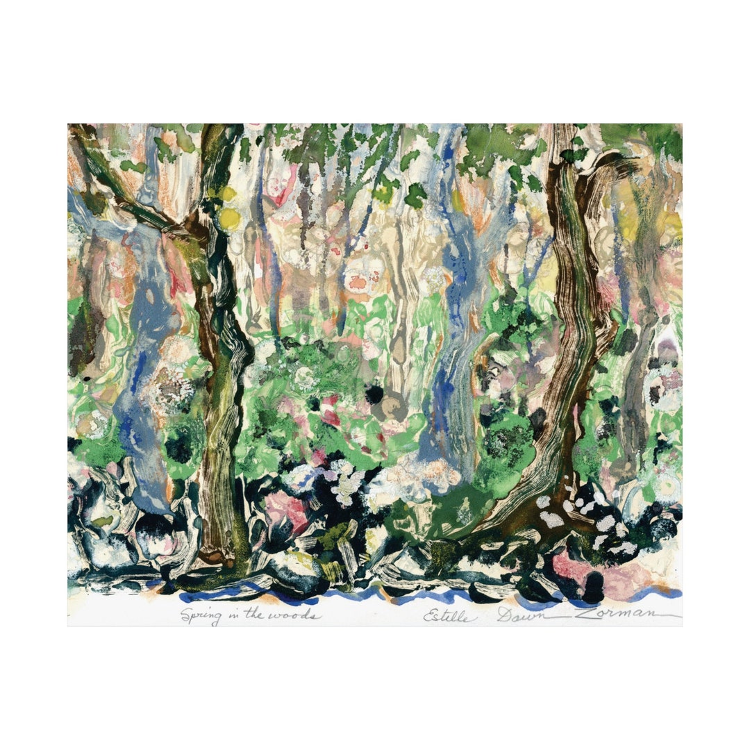 Spring in the Woods, Abstract Monotype Giclee Print Home Decor, Award ...