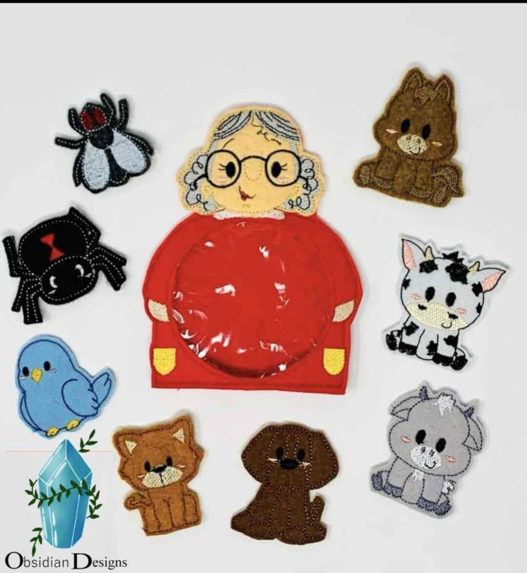 Old Lady Who Swallowed the Fly Felt Story Finger Puppets Circle Time ...