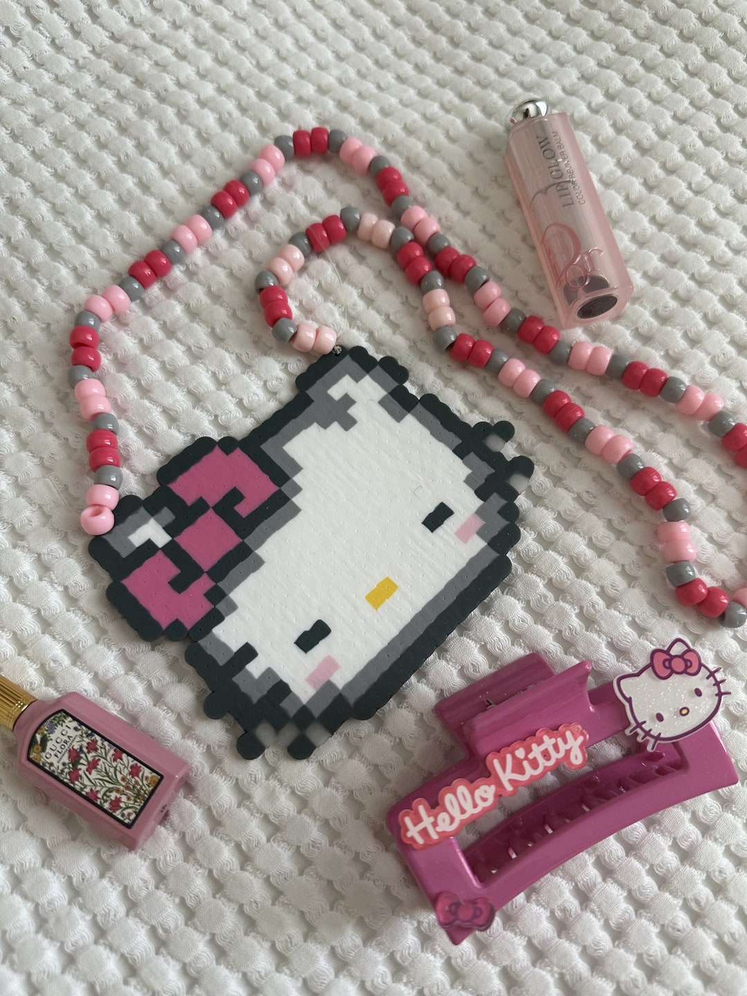Hello Kitty (sleeping) Perler Necklace - Etsy
