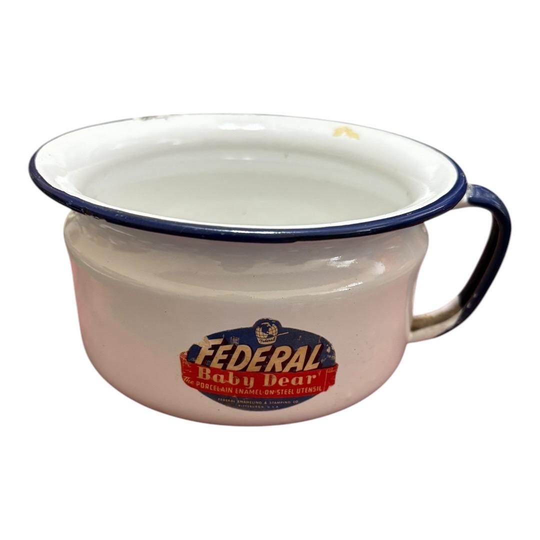 Vintage Federal Baby Dear Porcelain Enamel Potty Chair Chamber Pot ...