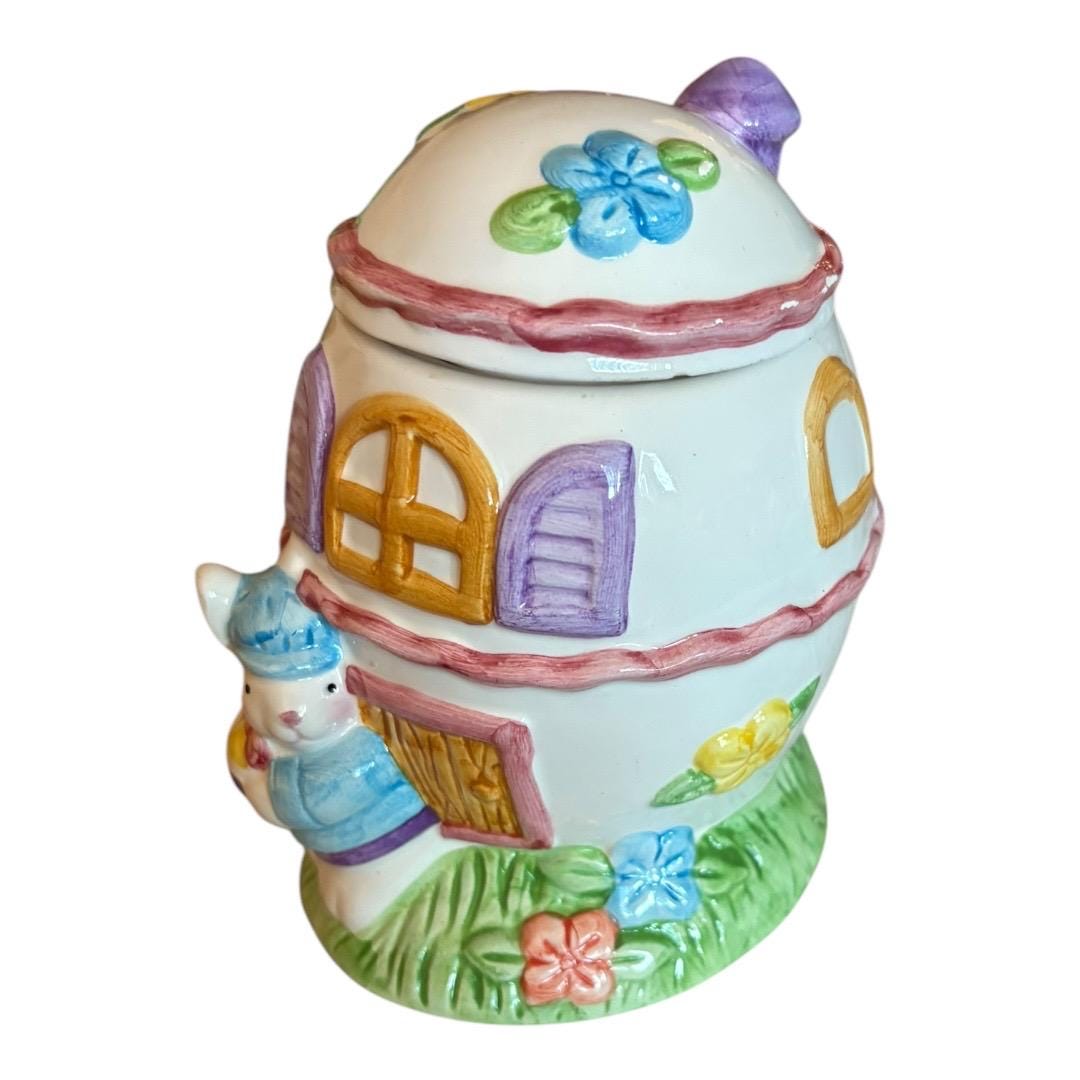 Vintage Ceramic Cottage Egg Easter Bunny Rabbit Box Spring - Etsy