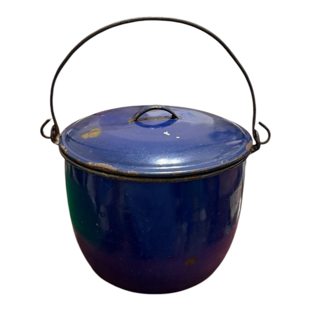 Antique Primitive Kitchen Cobalt Blue Large Canner Stock Pot Enamel - Etsy