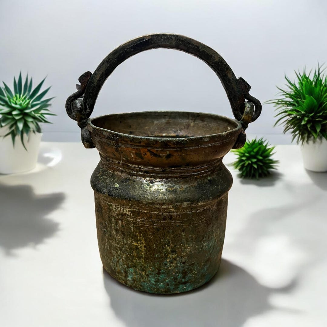 Antique 5 Brass Copper Cauldron Bucket Pot Kettle - Etsy