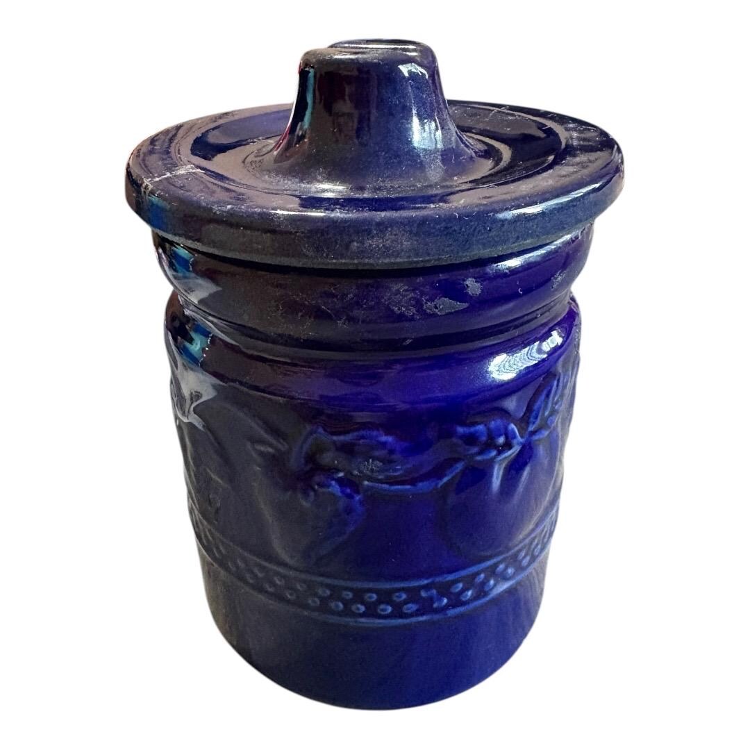 Vintage Cobalt Blue Ceramic Canister With a Lid. - Etsy