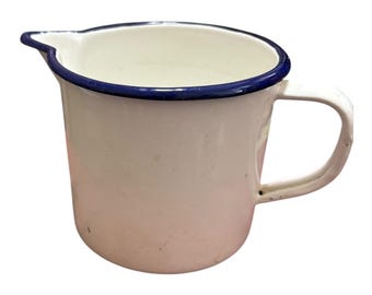 Vintage Large WWII Blue Enamelware Spatterware Pitcher, Vintage WWII US ...