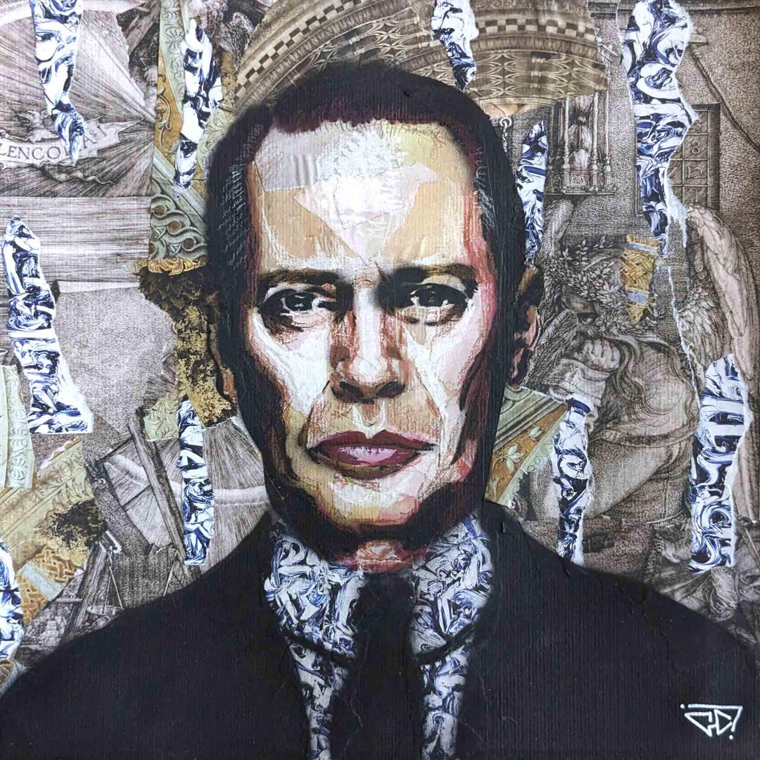 Original Portrait of Steve Buscemi | Handmade Painting | Collage and ...