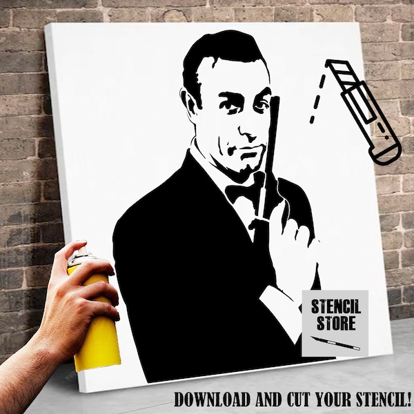 James Bond Stencil Print - Etsy
