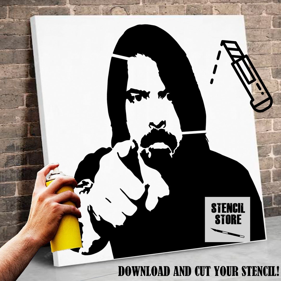 Dave Grohl Digital Stencil From Foo Fighters to Print for A3, 50x50 ...