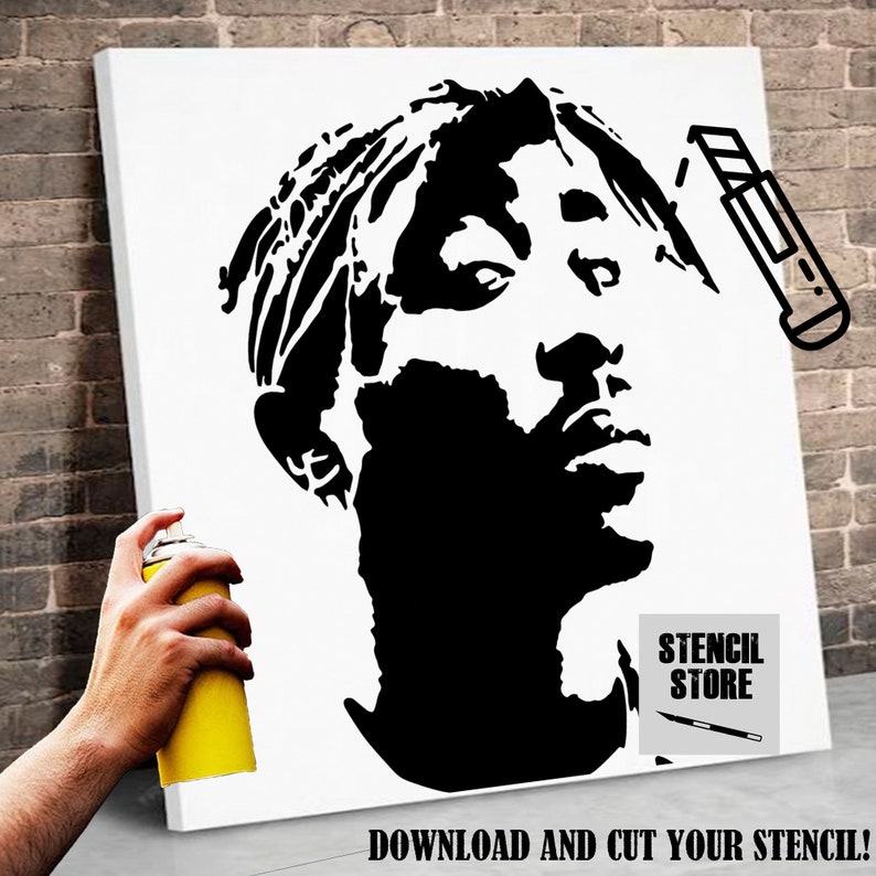 Tupac Shakur Digital Stencil to Print for A3, 50x50, 80x80 DIY Formats ...