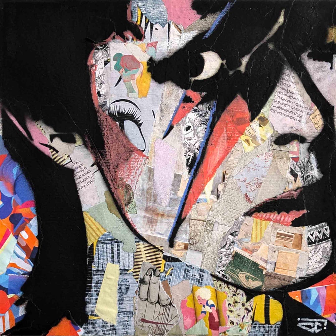 Original David Bowie Portrait | Handmade Collage and Painting | Unique ...