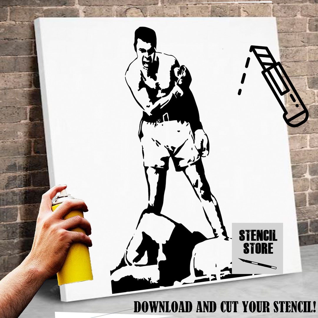Digital Stencil of the Boxer Mohamed Muhammad Ali to Print for A3 ...