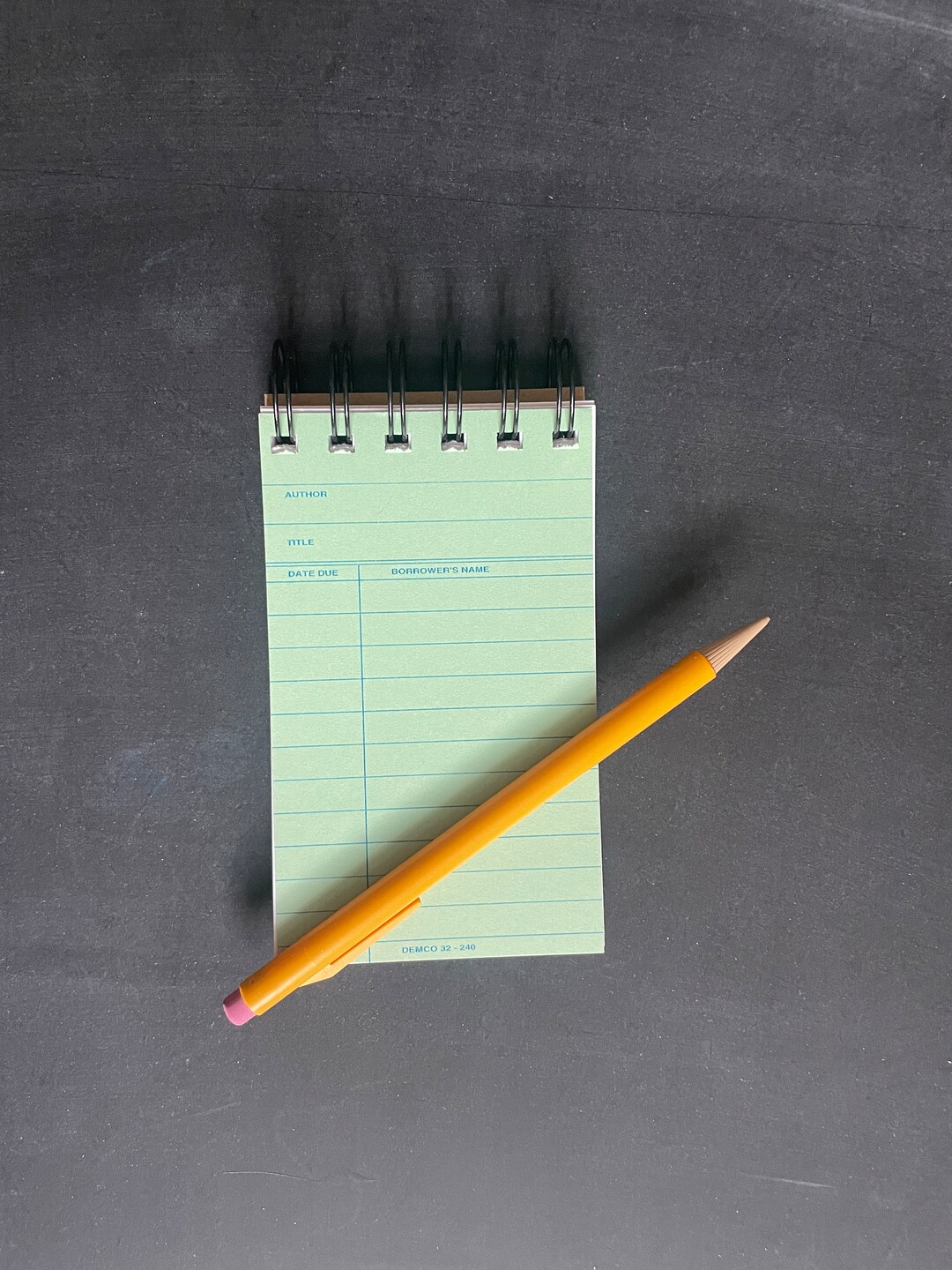 Green Library Card Notepad Book Club Gift Vintage Library Spiral ...