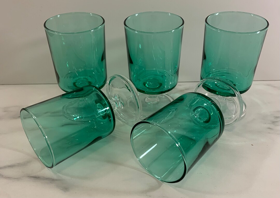 Set of Five Luminarc Green Small Wine/shot Glasses. - Etsy
