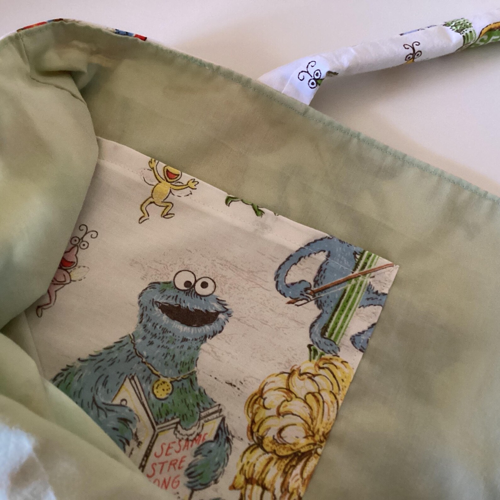 Sesame Street Muppets Inc. Licensed Fabric Handmade Tote Bag - Toy Bag ...