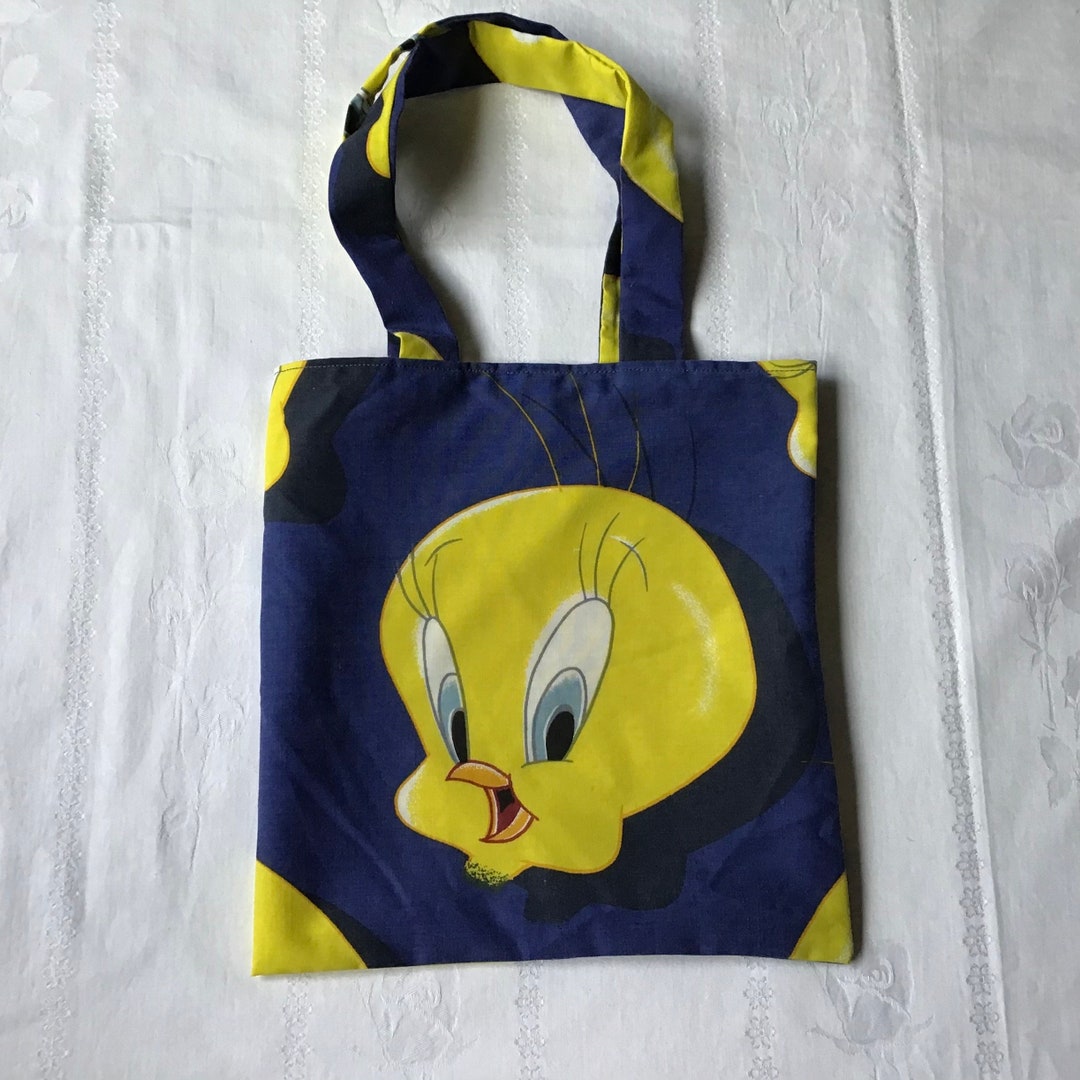 Tweety Bird Print Fabric Handmade Bag Fully Lined Lunch, Tote Bag ...