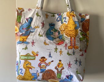 Sesame Street Muppets Inc. Licensed Fabric Handmade Tote Bag - Toy Bag ...