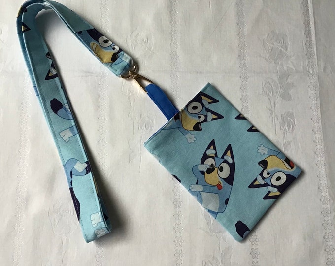 Bluey Fabric Lanyard and Removable Phone Holder ,pen Holder, Card ...