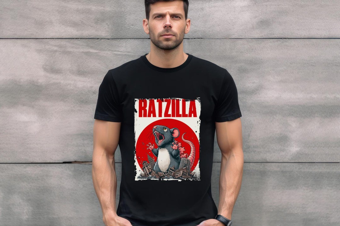 Funny Godzilla Tshirt Hilarious Ratzilla Tshirt Godzilla Vs Kong Movie ...