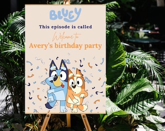 Bluey Birthday Party Welcome Sign printed Decal - Etsy